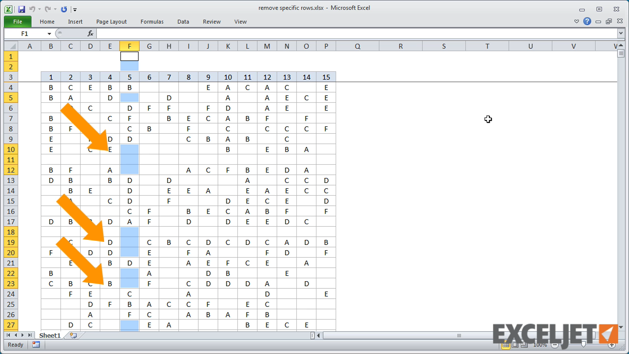 Excel Tutorial Shortcut Recipe Remove Specific Rows